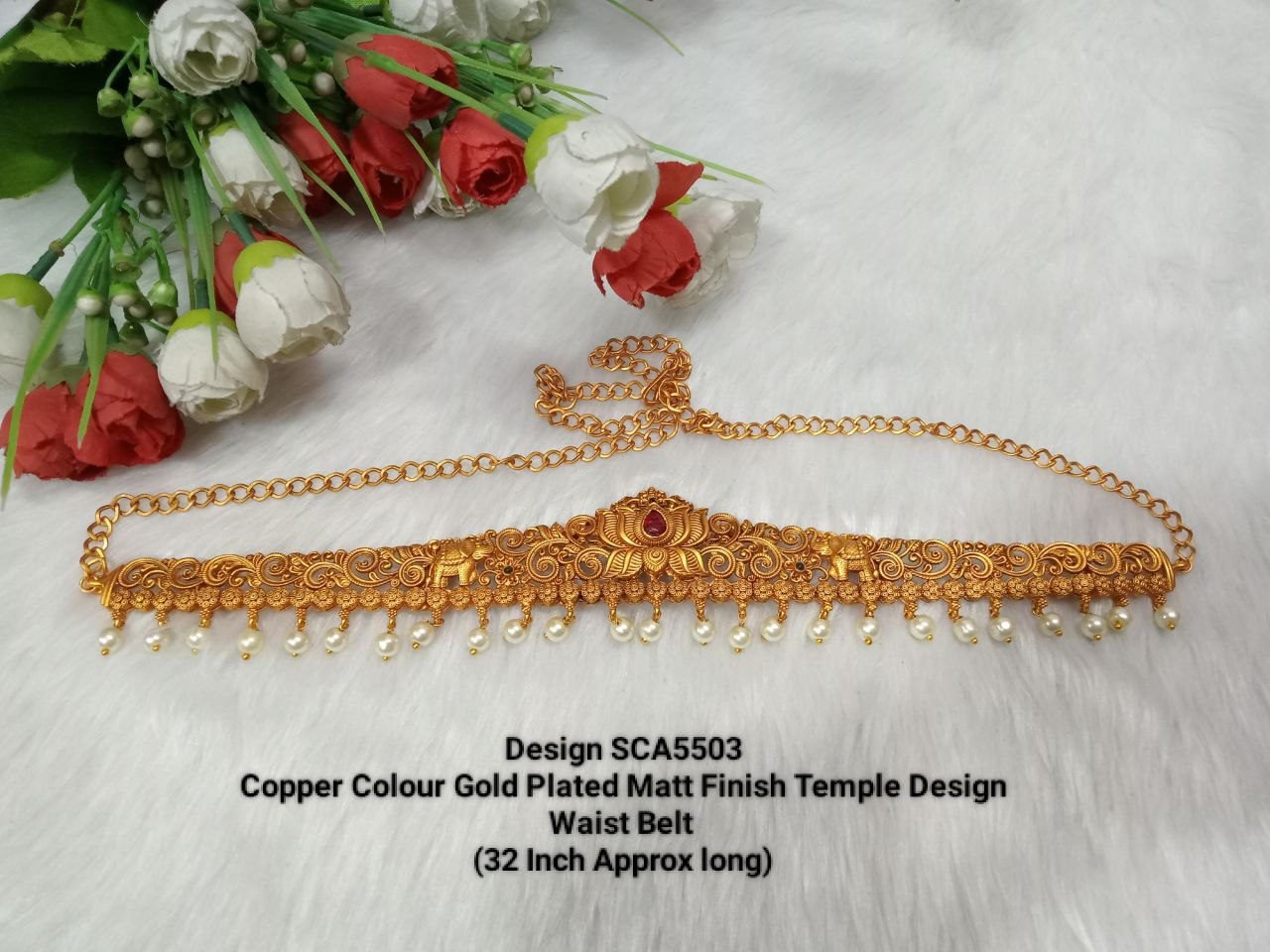Copper Color Gold Plated Temple Design Waist Belt SCA5503