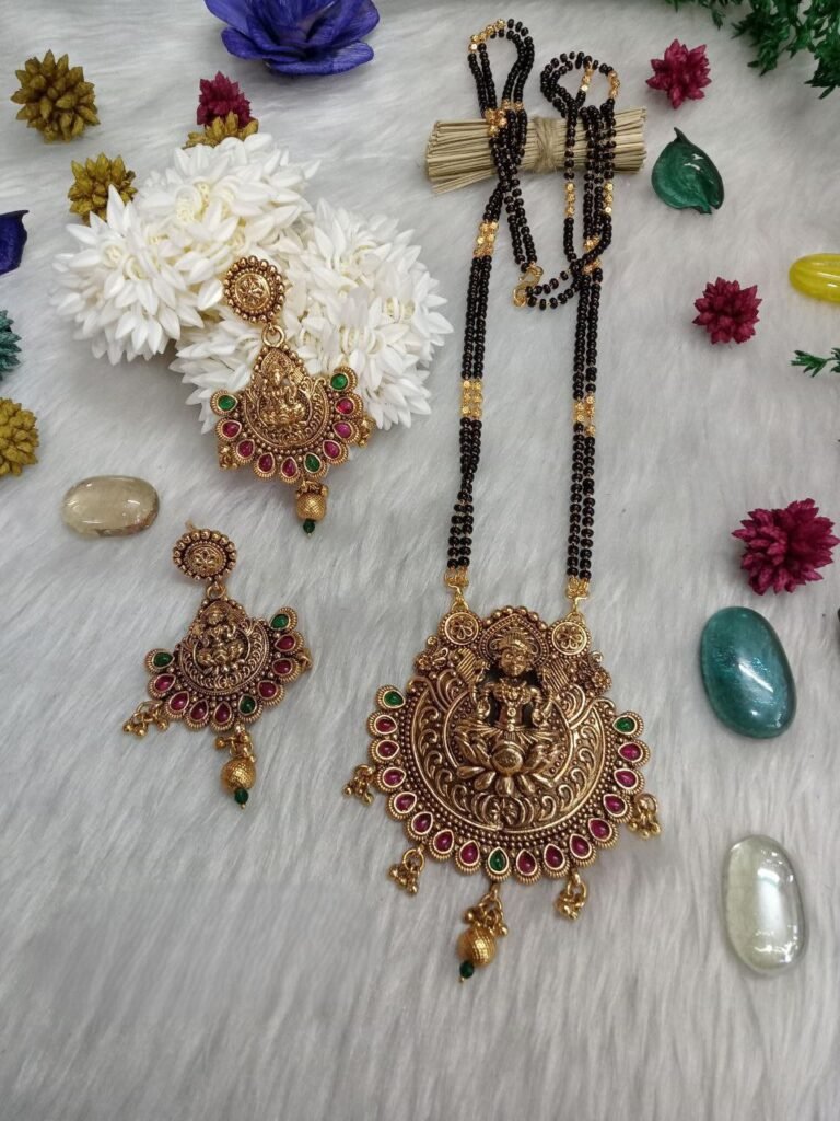 Antique Color Big Laxmi Mata Pendent Mangalsutra SCA155055
